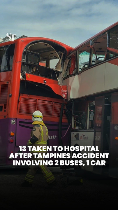 13 taken to hospital after Tampines accident involving 2 buses, 1 car