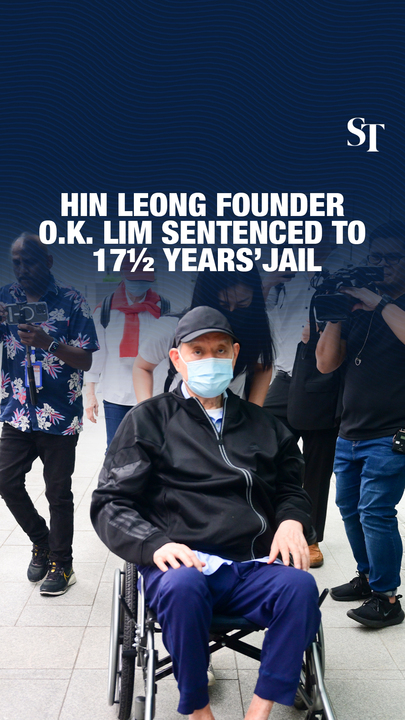 Hin Leong founder O.K. Lim sentenced to 17½ years’ jail for cheating ...
